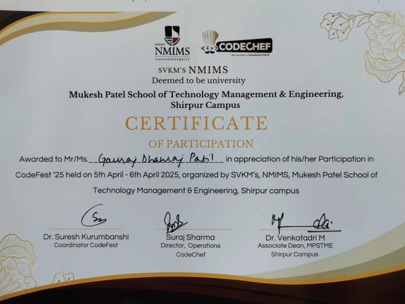 Excited to share that I successfully participated in CodeFest '25 ... Excited to share that I successfully participated in CodeFest '25 ...