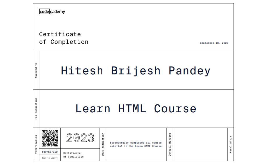 Hitesh Pandey on LinkedIn: #html #webdevelopment #certificationcomplete ... Hitesh Pandey on LinkedIn: #html #webdevelopment #certificationcomplete ...