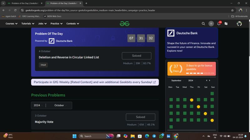 Bhanu Pratap Nishad on LinkedIn: #geekstreak2024 #deutschebank #coding ... Bhanu Pratap Nishad on LinkedIn: #geekstreak2024 #deutschebank #coding ...