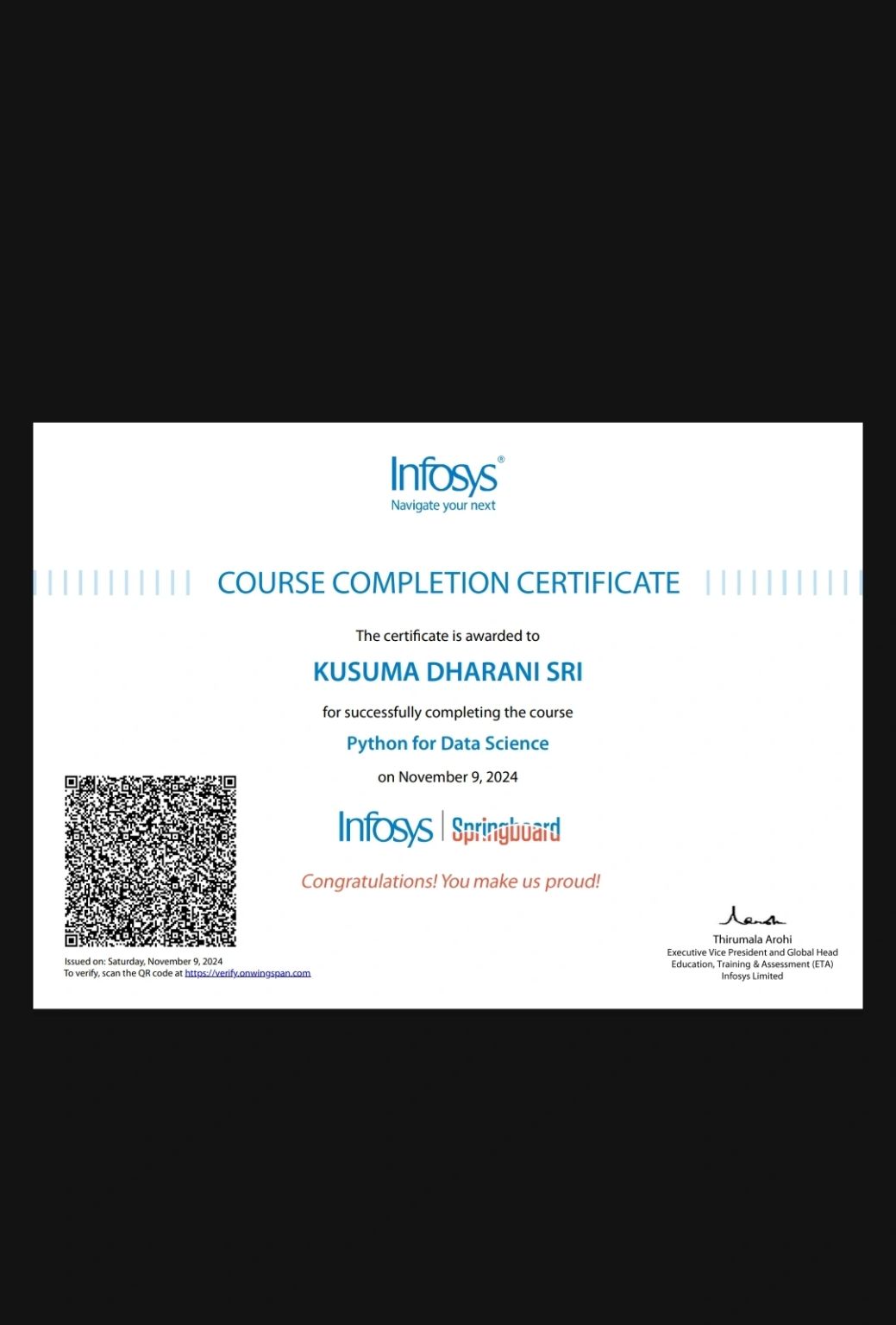 Dharanisri Kusuma on LinkedIn: #python #infosys Dharanisri Kusuma on LinkedIn: #python #infosys