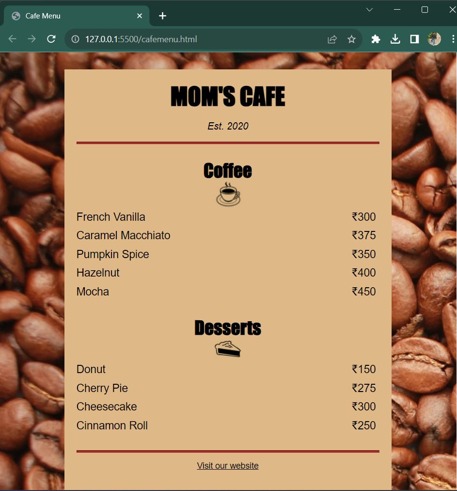 Vishweshwar Raghavan on LinkedIn: #html #css #cafemenu #webdevelopment Vishweshwar Raghavan on LinkedIn: #html #css #cafemenu #webdevelopment