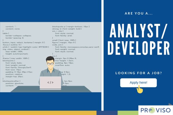 ProViso Consulting on LinkedIn: Analyst/Developer – Front End ProViso Consulting on LinkedIn: Analyst/Developer – Front End