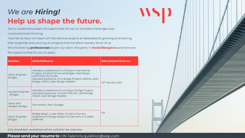 Archana M. on LinkedIn: #hiringalert #wsp #designengineer #bridges # ... Archana M. on LinkedIn: #hiringalert #wsp #designengineer #bridges # ...