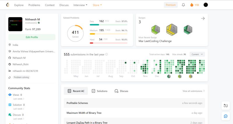 Nitheesh M on LinkedIn: #365daysofcode #365dayschallenge #leetcode #dsa ... Nitheesh M on LinkedIn: #365daysofcode #365dayschallenge #leetcode #dsa ...