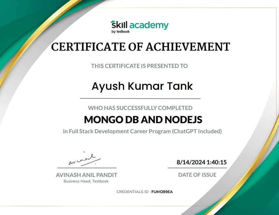 Ayush Kumar Tank on LinkedIn: #mongodb #nodejs #backenddevelopment # ... Ayush Kumar Tank on LinkedIn: #mongodb #nodejs #backenddevelopment # ...