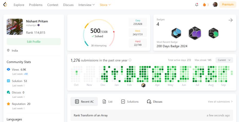 Nishant Pritam on LinkedIn: #leetcode #java #problemsolving #milestone ... Nishant Pritam on LinkedIn: #leetcode #java #problemsolving #milestone ...