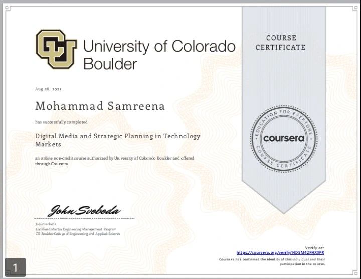 Mohammad Samreena on LinkedIn: #coursera Mohammad Samreena on LinkedIn: #coursera