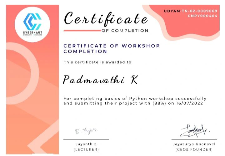 Padmavathi Kumar on LinkedIn: #python #coding #learning #cybernaut # ... Padmavathi Kumar on LinkedIn: #python #coding #learning #cybernaut # ...