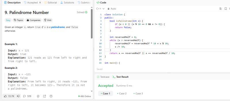 #150daysofcode #leetcode #problemsolving #techjourney #palindromenumber ... #150daysofcode #leetcode #problemsolving #techjourney #palindromenumber ...