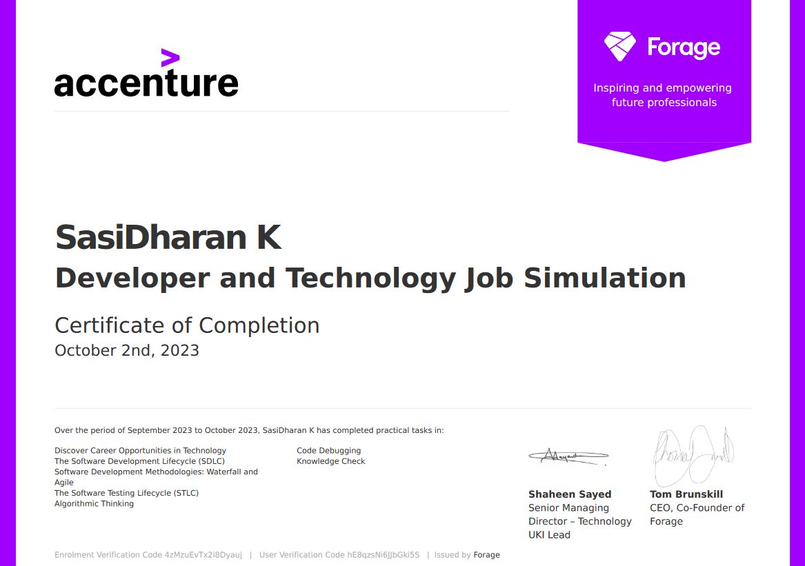 #accenture | Sasidharan K #accenture | Sasidharan K