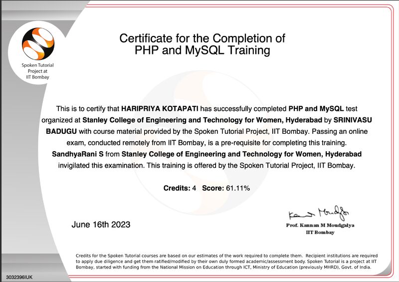 Hari Priya Kotapati on LinkedIn: #learning #php #mysql #iitbombay # ... Hari Priya Kotapati on LinkedIn: #learning #php #mysql #iitbombay # ...