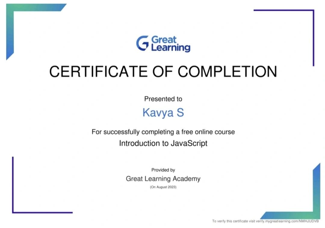 Kavya Senthil Kumar on LinkedIn: I have successfully completed my ... Kavya Senthil Kumar on LinkedIn: I have successfully completed my ...