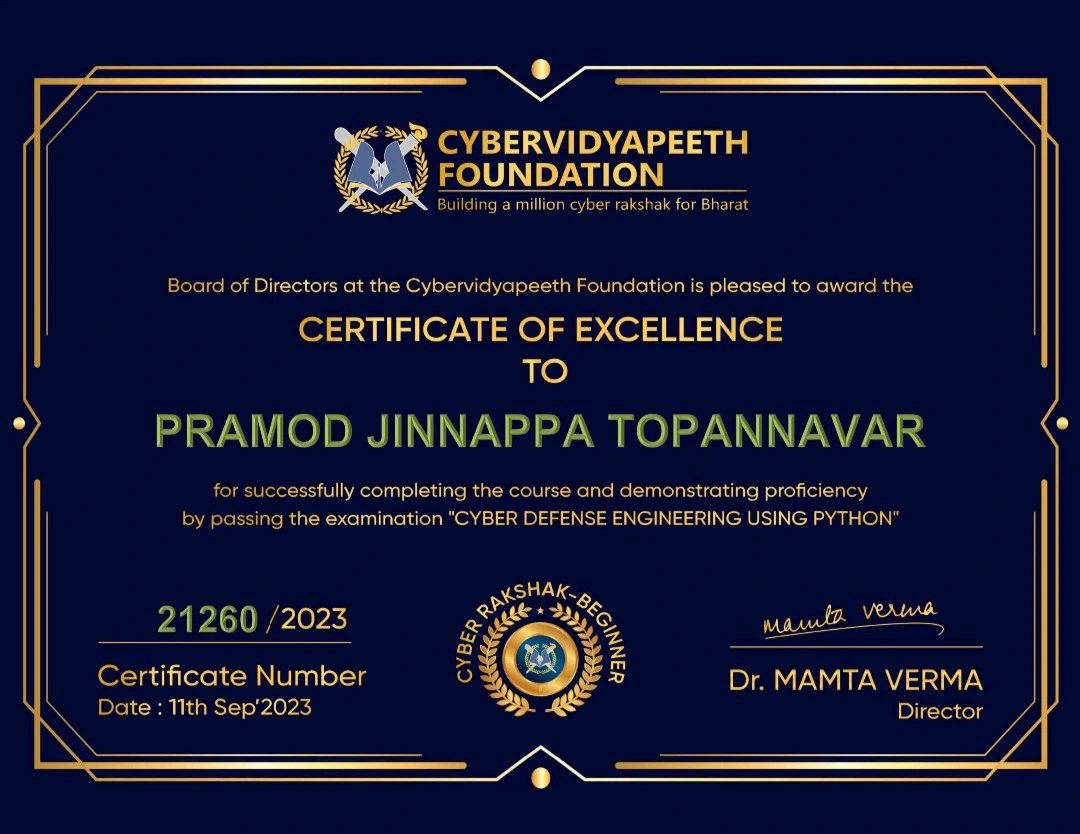Pramod Topannavar on LinkedIn: #cyberdefense #cybersecurity #python Pramod Topannavar on LinkedIn: #cyberdefense #cybersecurity #python