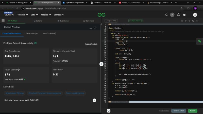#dsa #striversa2z #gfgpotd #editdistance #mathproblems #problemsolving ... #dsa #striversa2z #gfgpotd #editdistance #mathproblems #problemsolving ...