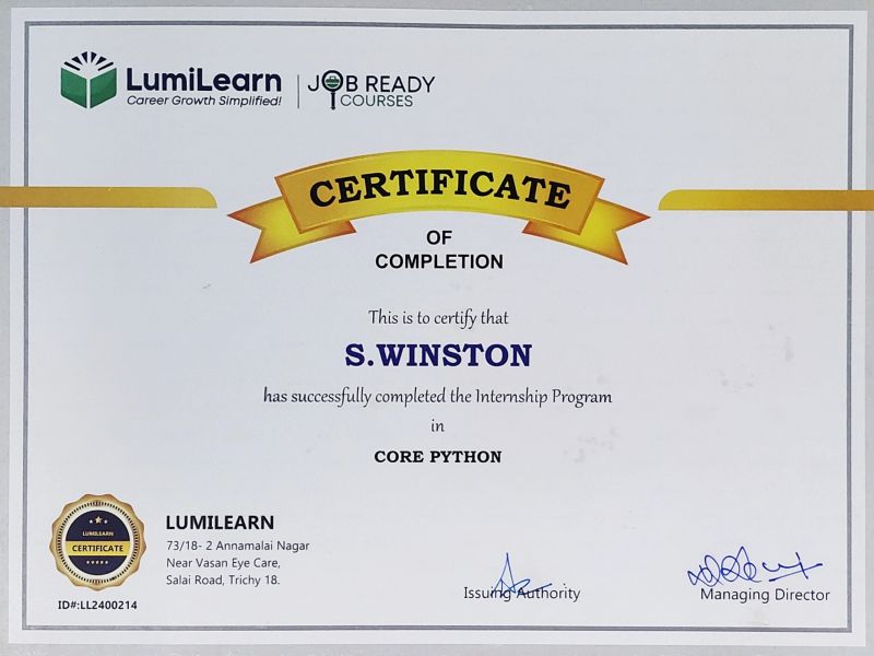 Winston S on LinkedIn: #python #internship #learning #corepython # ... Winston S on LinkedIn: #python #internship #learning #corepython # ...