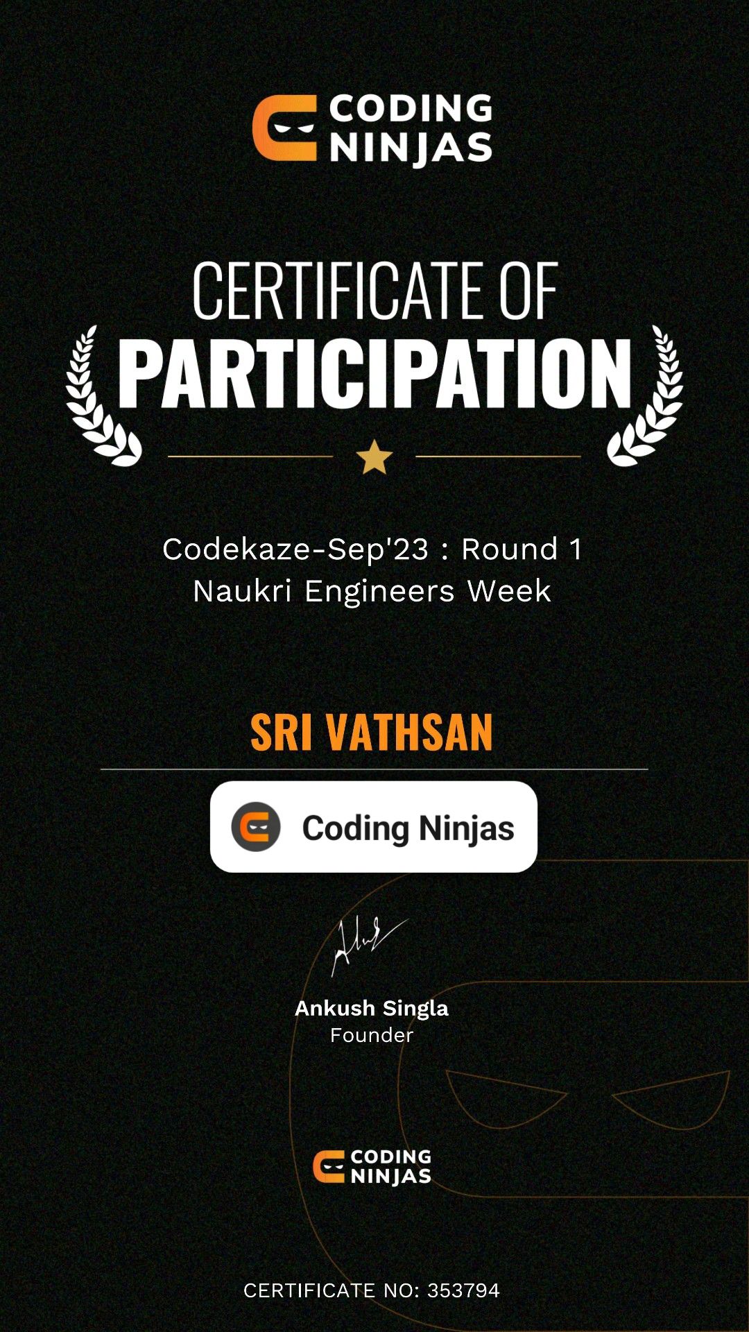 Sri Vathsan on LinkedIn: #coding #codekaze #codingninjas Sri Vathsan on LinkedIn: #coding #codekaze #codingninjas