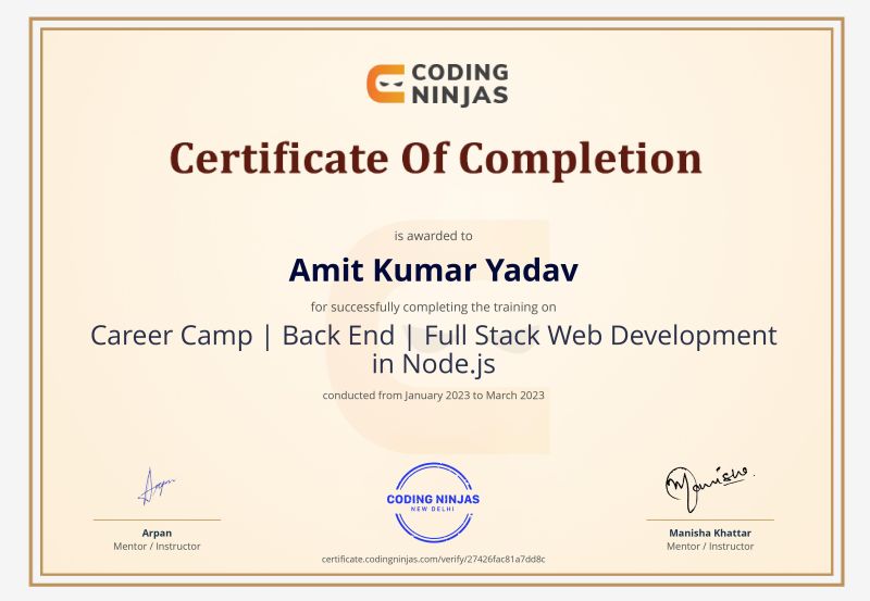 Amit Kumar Yadav on LinkedIn: #webdevelopment #fullstack #codingninjas ... Amit Kumar Yadav on LinkedIn: #webdevelopment #fullstack #codingninjas ...