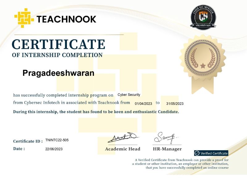 Pragadheeshwaran P on LinkedIn: #internshipcompletion Pragadheeshwaran P on LinkedIn: #internshipcompletion