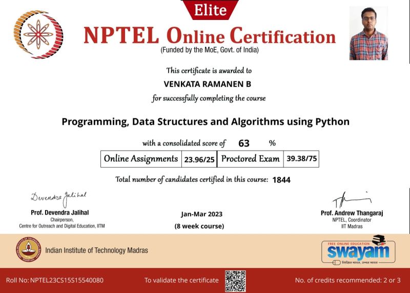 B Venkata Ramanen on LinkedIn: #nptel #pythonprogramming # ... B Venkata Ramanen on LinkedIn: #nptel #pythonprogramming # ...