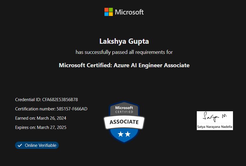 Lakshya Gupta on LinkedIn: #microsoft #ai #azure Lakshya Gupta on LinkedIn: #microsoft #ai #azure