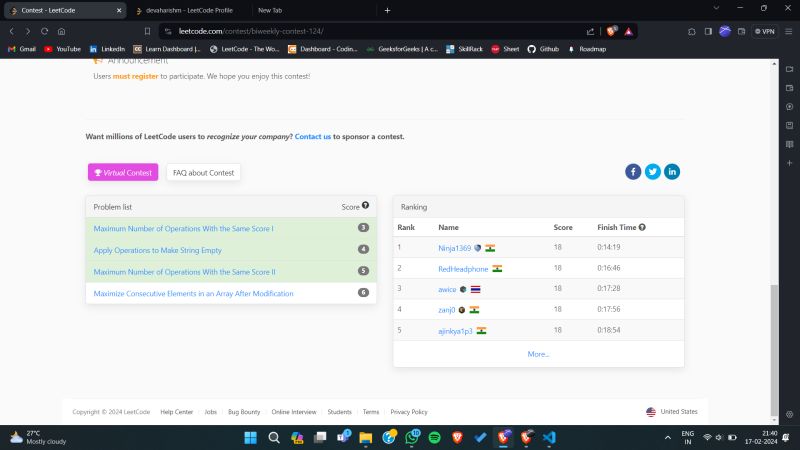 Devaharish M on LinkedIn: #leetcode #contest #consistency # ... Devaharish M on LinkedIn: #leetcode #contest #consistency # ...