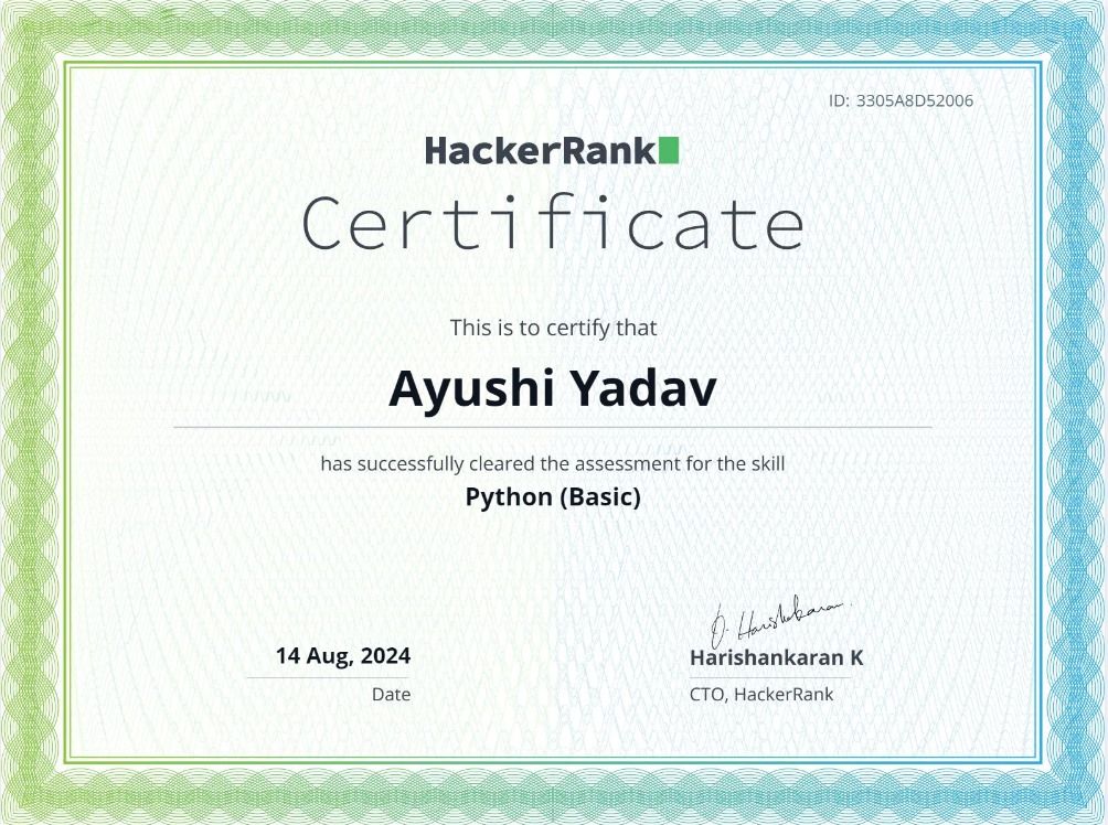 Ayushi Yadav on LinkedIn: #python #hackerrank #programming #techskills ... Ayushi Yadav on LinkedIn: #python #hackerrank #programming #techskills ...