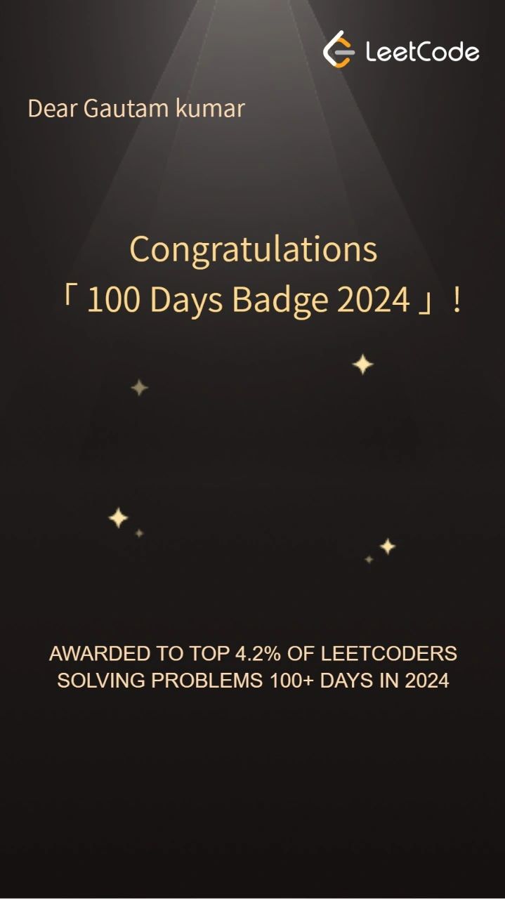 Gautam Kumar on LinkedIn: #100daysofcode #leetcode #codingjourney # ... Gautam Kumar on LinkedIn: #100daysofcode #leetcode #codingjourney # ...
