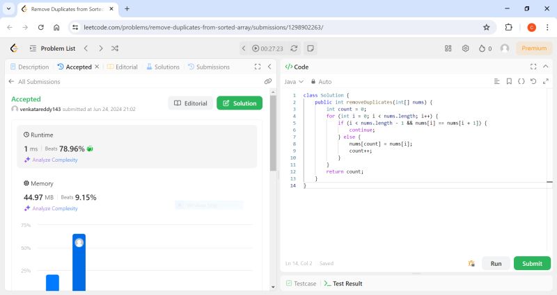 Challa Venkata Reddy on LinkedIn: Solved Remove duplicates from Sorted ... Challa Venkata Reddy on LinkedIn: Solved Remove duplicates from Sorted ...