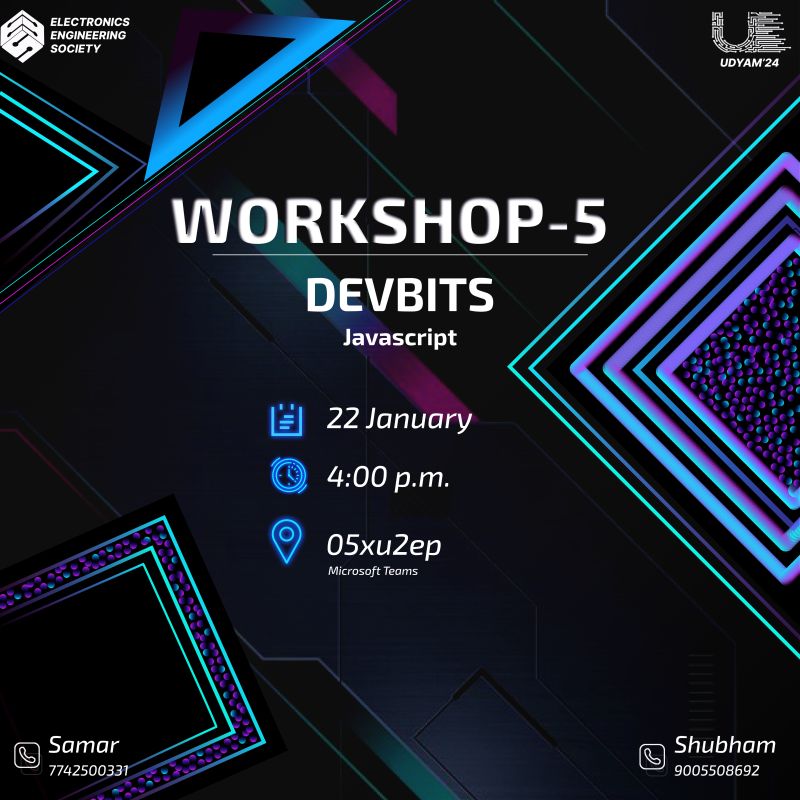 Join DevBits JavaScript Workshop | EES , IIT(BHU) posted on the topic ... Join DevBits JavaScript Workshop | EES , IIT(BHU) posted on the topic ...