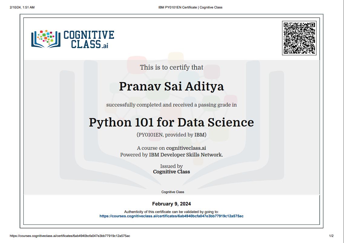Bokam Pranav Sai Aditya on LinkedIn: #cognitiveclass #python # ... Bokam Pranav Sai Aditya on LinkedIn: #cognitiveclass #python # ...