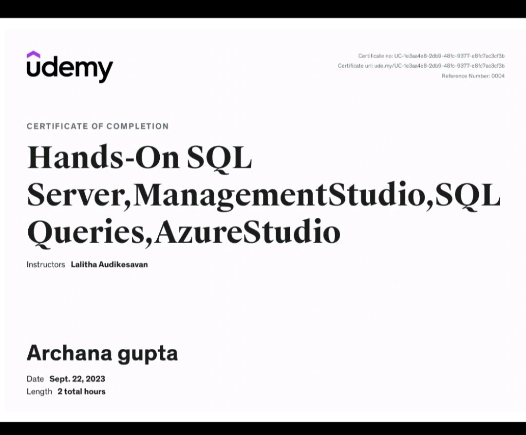 SQL .... | Archana gupta SQL .... | Archana gupta