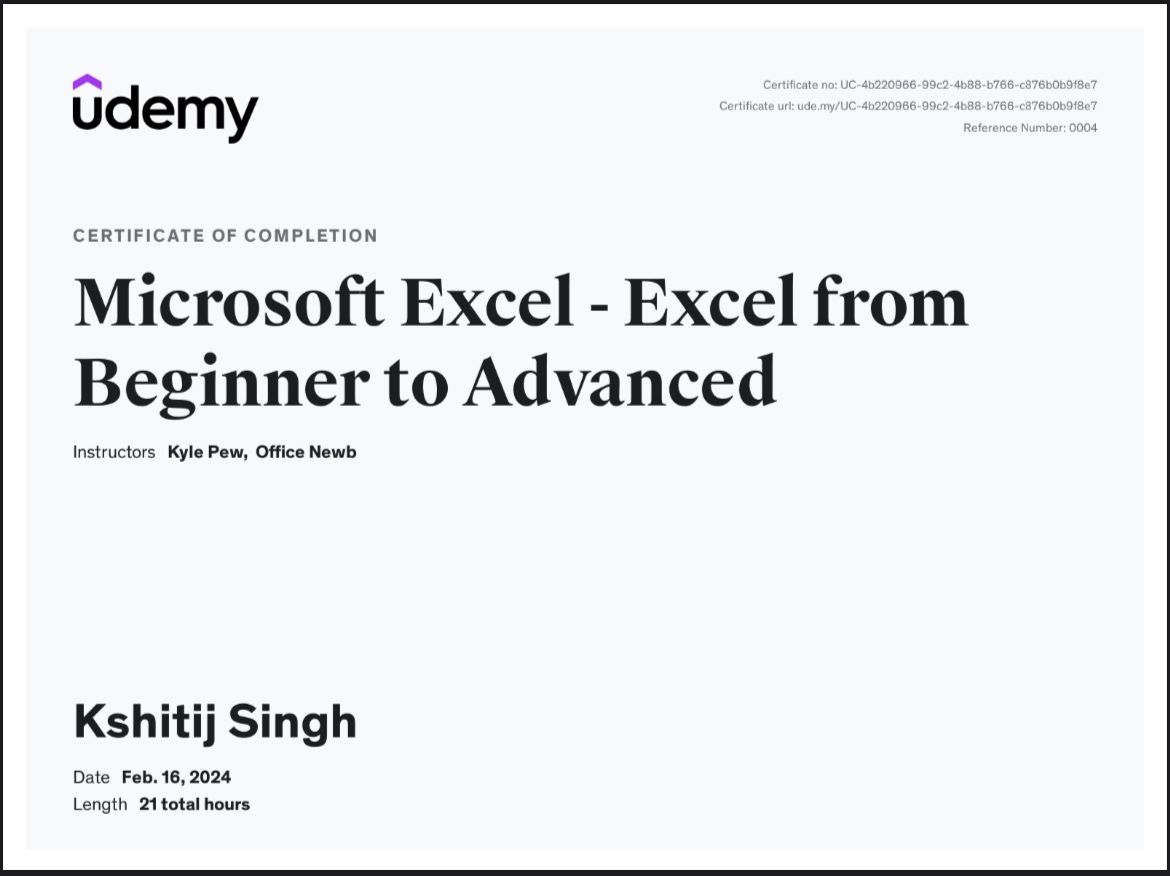 Completed Excel from Beginner to Advanced course with Kyle Pew ... Completed Excel from Beginner to Advanced course with Kyle Pew ...