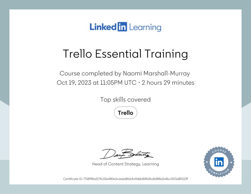 Naomi Marshall on LinkedIn: Certificate of Completion Naomi Marshall on LinkedIn: Certificate of Completion