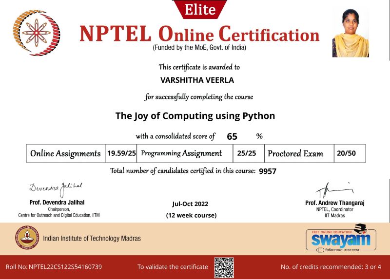 Varshitha Veerla on LinkedIn: #nptel #python #swayam Varshitha Veerla on LinkedIn: #nptel #python #swayam