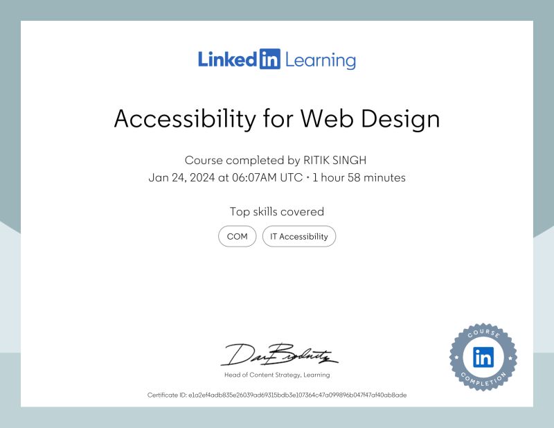 RITIK SINGH on LinkedIn: Certificate of Completion RITIK SINGH on LinkedIn: Certificate of Completion