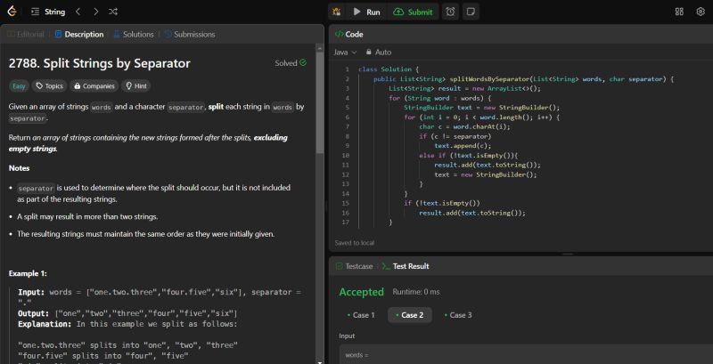 Day 33 of LeetCode Challenge: String Split | Kalimuthu C posted on the ... Day 33 of LeetCode Challenge: String Split | Kalimuthu C posted on the ...