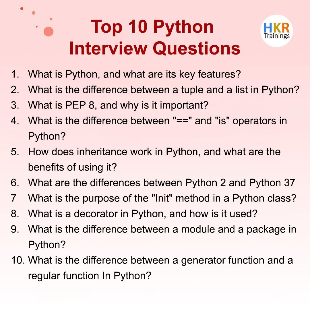 HKR Trainings on LinkedIn: #job #python #interview #skills # ... HKR Trainings on LinkedIn: #job #python #interview #skills # ...