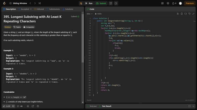 Day 48 of Leetcode Challenge: Substring with At Least K Repeating ... Day 48 of Leetcode Challenge: Substring with At Least K Repeating ...