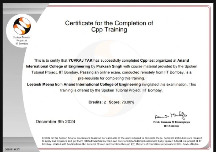 #cpp #programming #certification #iitbombay #anandinternationalcollege ... #cpp #programming #certification #iitbombay #anandinternationalcollege ...