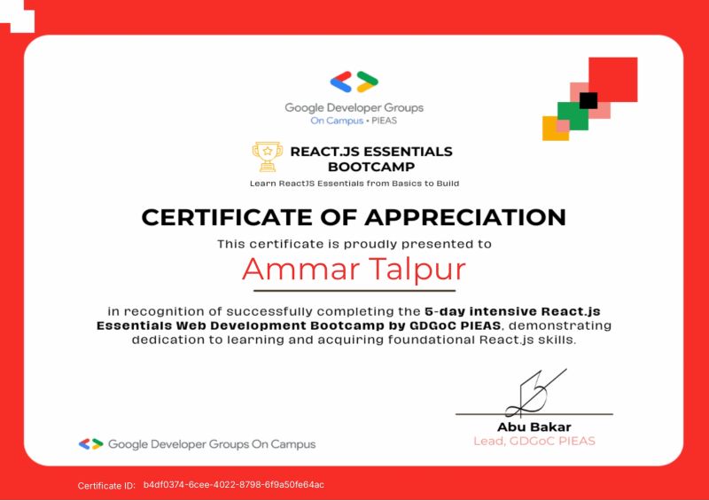 Ammar Talpur on LinkedIn: #reactjs #gdgcampuspieas #webdevelopment Ammar Talpur on LinkedIn: #reactjs #gdgcampuspieas #webdevelopment