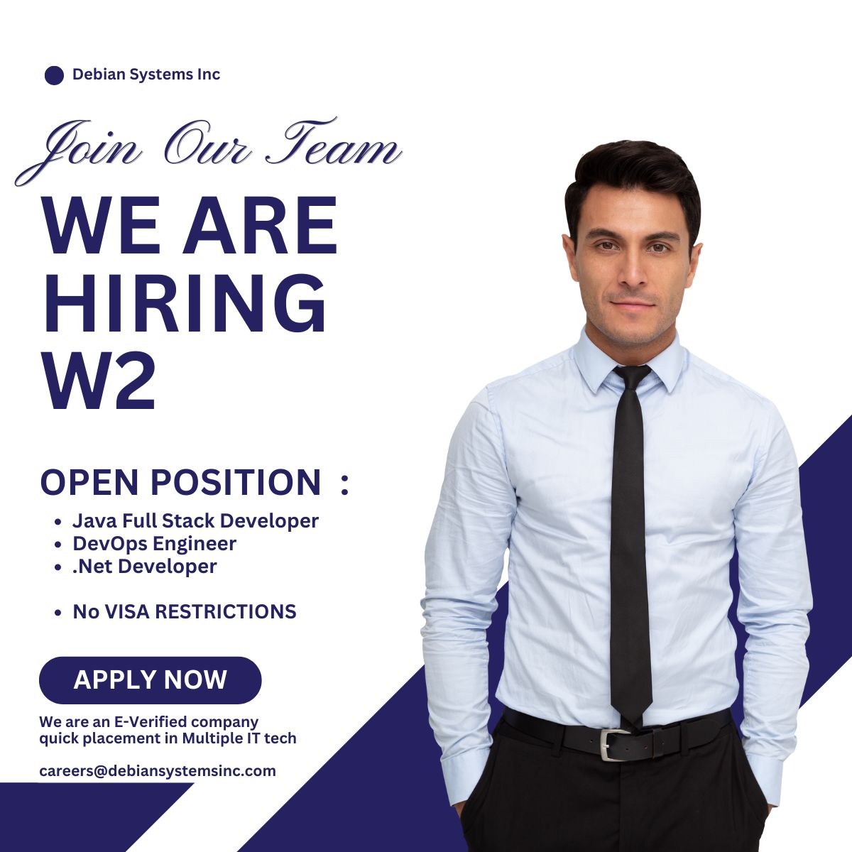 Debian Systems Inc on LinkedIn: #hiring #w2 #java #devops #dotnet Debian Systems Inc on LinkedIn: #hiring #w2 #java #devops #dotnet