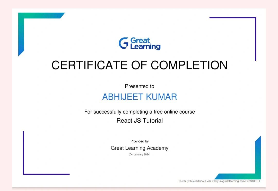 Abhijeet Sharma on LinkedIn: #great #react #certification Abhijeet Sharma on LinkedIn: #great #react #certification
