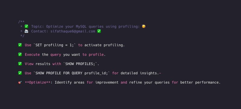 Sifat Haque on LinkedIn: #mysql #mysql #optimization #profiling # ... Sifat Haque on LinkedIn: #mysql #mysql #optimization #profiling # ...