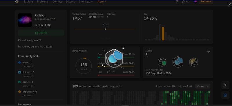 Completed LeetCode challenge! | Radhika Agrawal posted on the topic ... Completed LeetCode challenge! | Radhika Agrawal posted on the topic ...