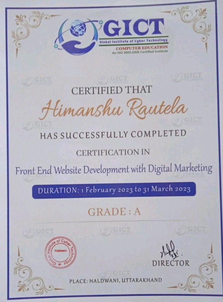 Himanshu Rautela on LinkedIn: #certification Himanshu Rautela on LinkedIn: #certification