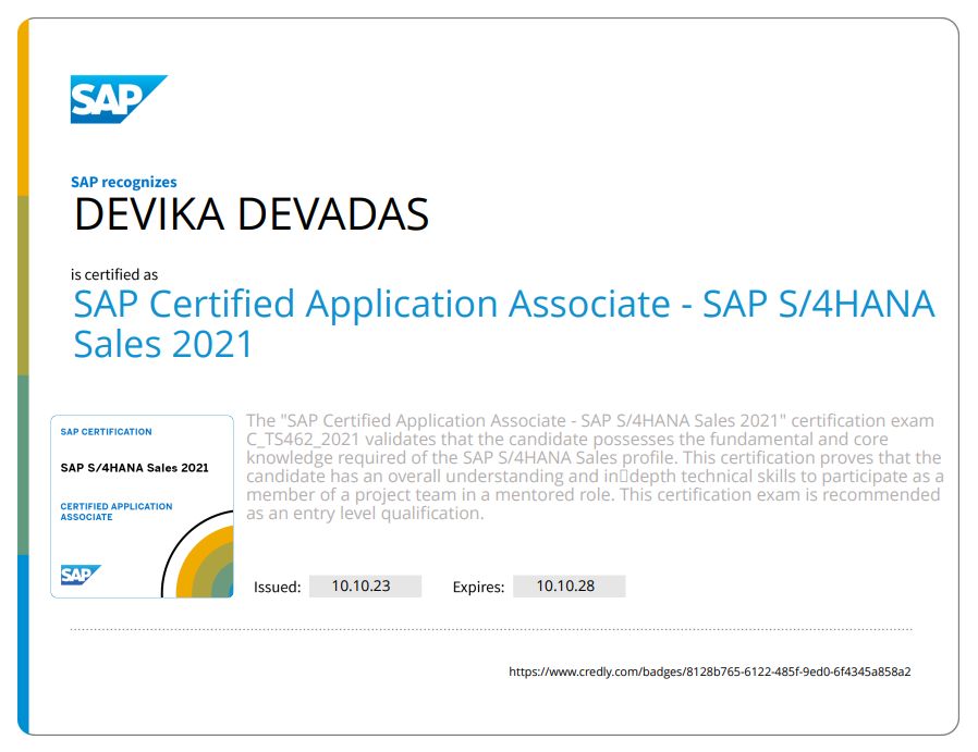 Devika Devadas on LinkedIn: #nitte #sap #sapsd #analyticsjourney Devika Devadas on LinkedIn: #nitte #sap #sapsd #analyticsjourney
