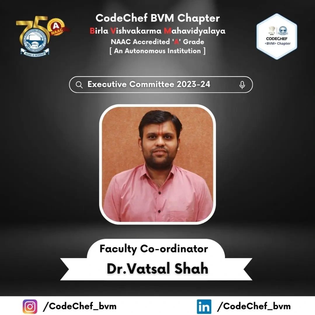 CodeChef BVM Chapter on LinkedIn: Greetings, Bvmites! Birla Vishvakarma ... CodeChef BVM Chapter on LinkedIn: Greetings, Bvmites! Birla Vishvakarma ...