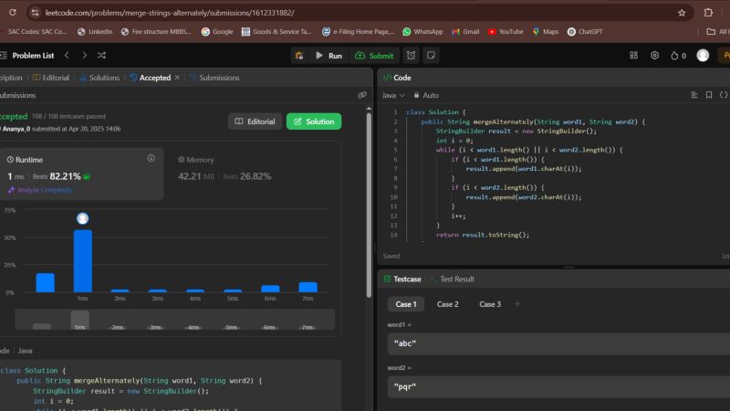 #100daysofcoding #leetcode #java #100dayschallenge #mergestrings ... #100daysofcoding #leetcode #java #100dayschallenge #mergestrings ...
