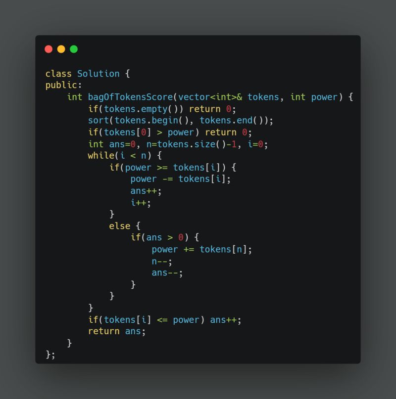 LeetCode problem 948: Tokens in a bag | Dev Gupta posted on the topic ... LeetCode problem 948: Tokens in a bag | Dev Gupta posted on the topic ...