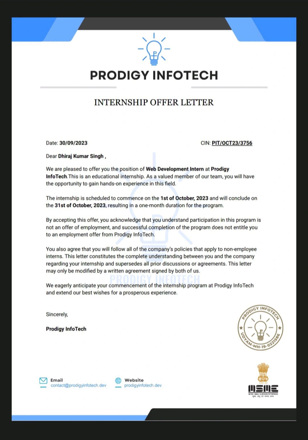 Dhiraj Kumar Singh on LinkedIn: #intern #prodigy #webdevelopment # ... Dhiraj Kumar Singh on LinkedIn: #intern #prodigy #webdevelopment # ...